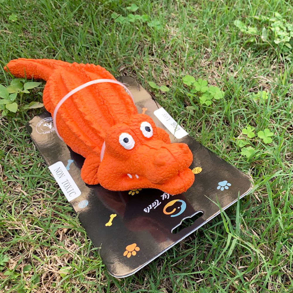 Goofy Tails Zoozies Crocodile Squeaky Natural Rubber Toy for Dogs ...