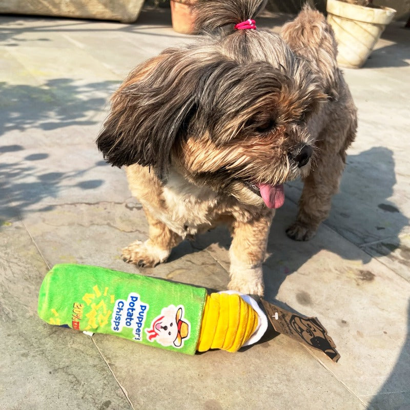 Goofy Tails Crinkle Plush Toy for Dog and Puppies - Potato Chips ...